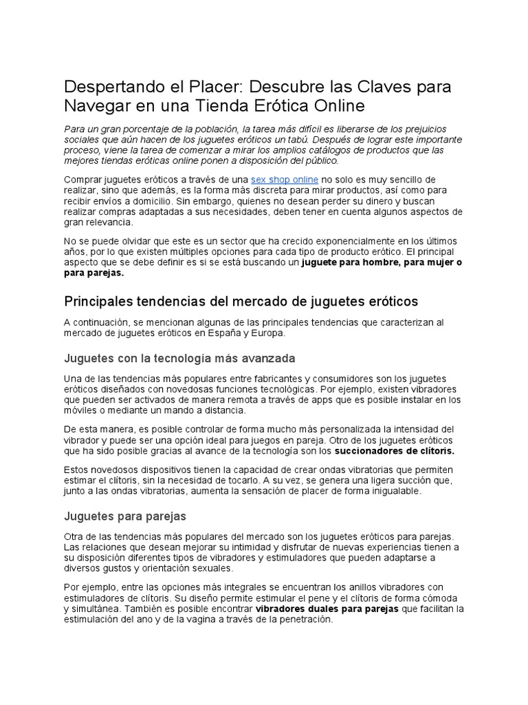 Despertando El Placer: Descubre Las Claves para Navegar en Una Tienda Erótica Online | PDF ...