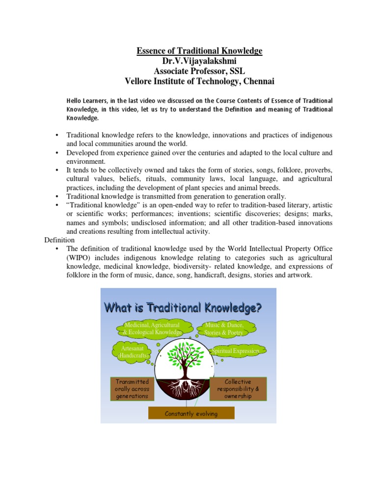 Introduction To Traditional Knowledge Notes | PDF | Traditional ...