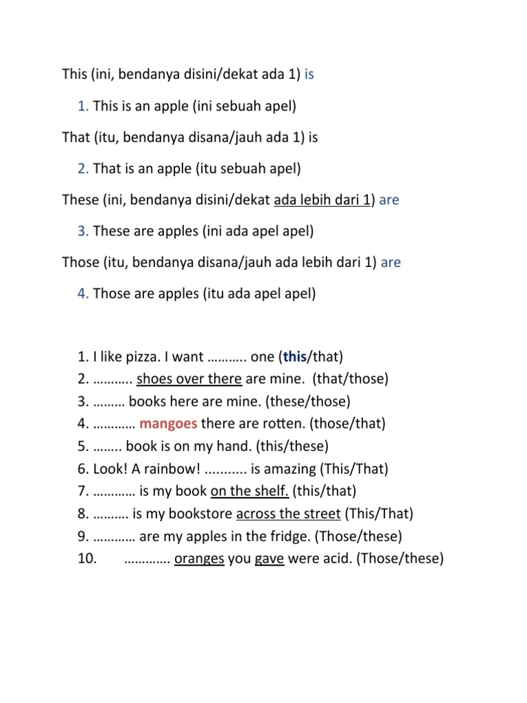 Latihan These Those This That Pdf