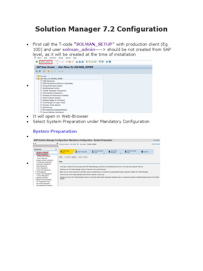 Solution Manager 7.2 Configuration Steps | PDF