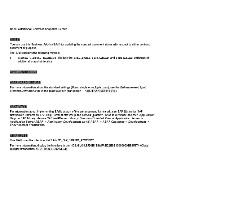 BAdI: Update Contract Snapshot Details | PDF | Computers