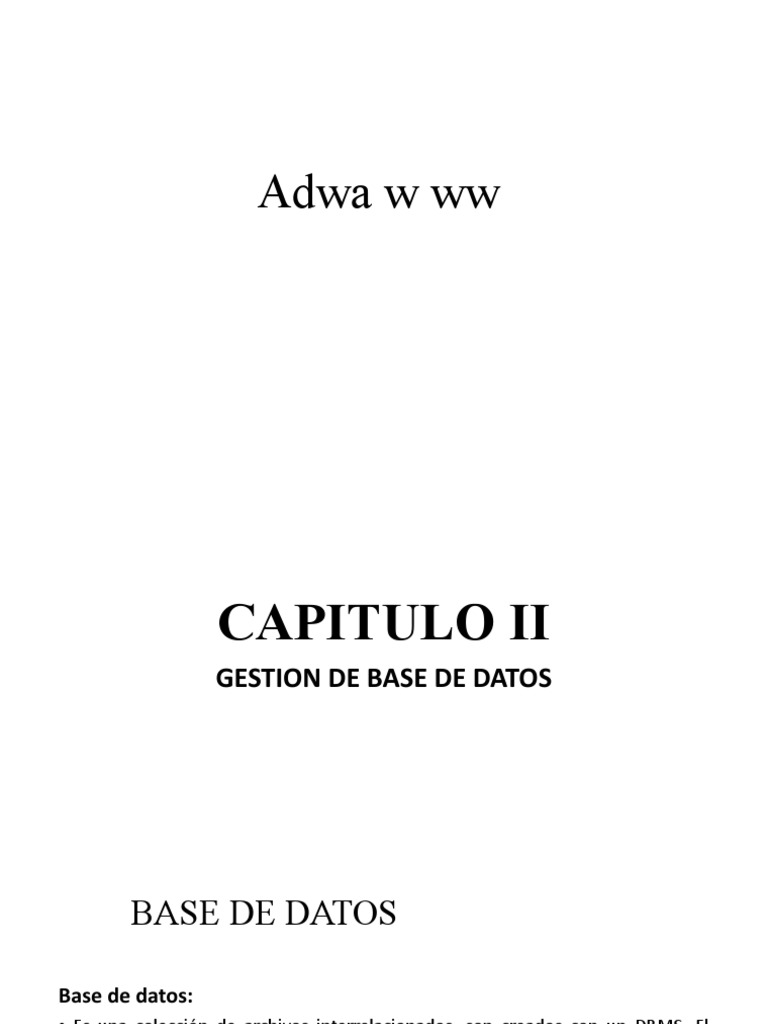 Capitulo II Gestion de Base de Datos-1 | PDF | Bases de datos | Lenguaje de programación