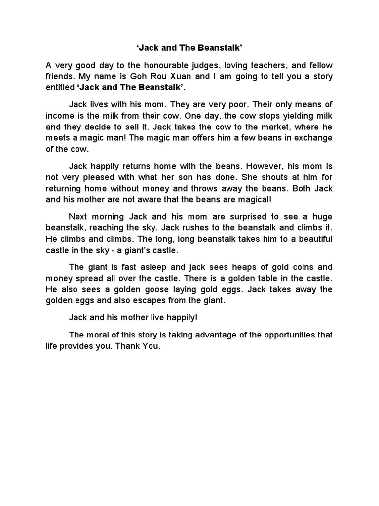 Jack and the Beanstalk Summary | PDF | Young Adult