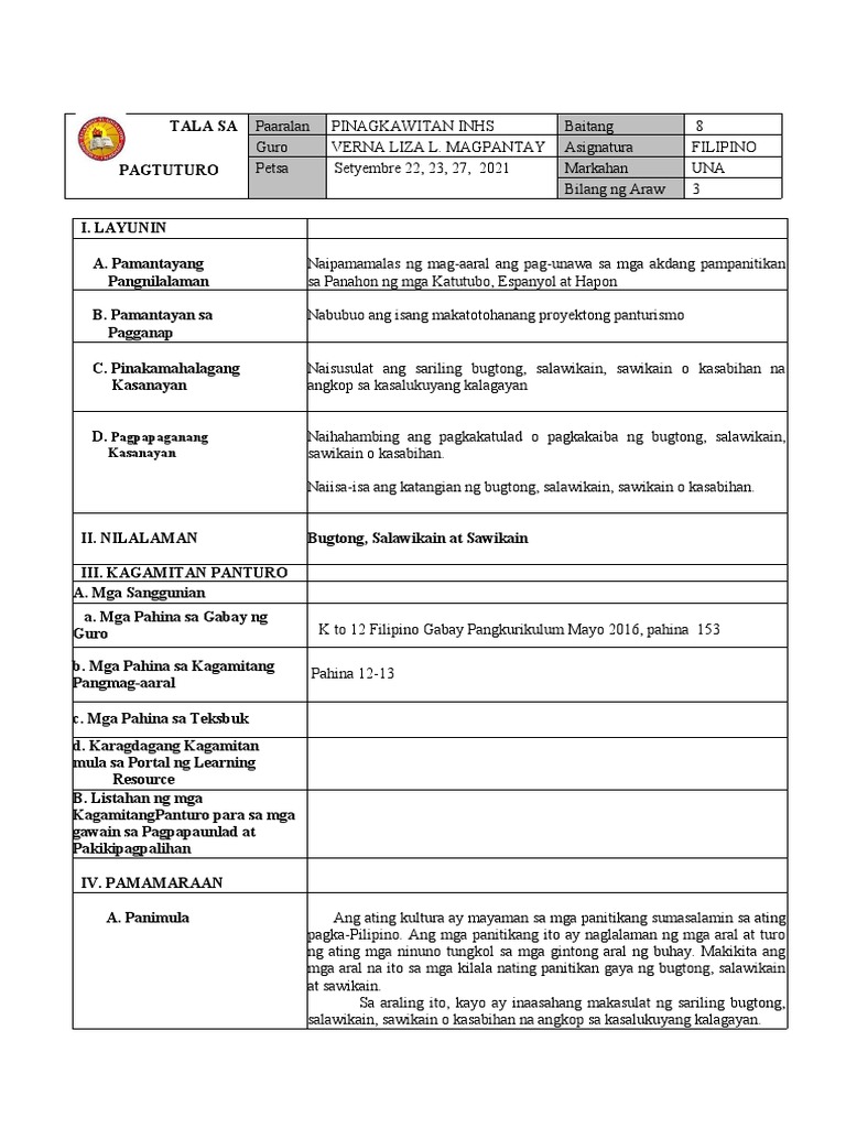 Filipino-8-Lesson-Exemplar-MELC-3 | PDF