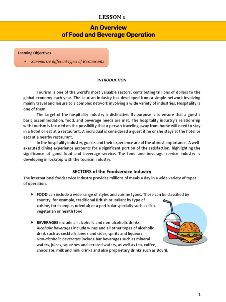 FBS LESSON 1-3 Student | PDF | Waiting Staff | Chef