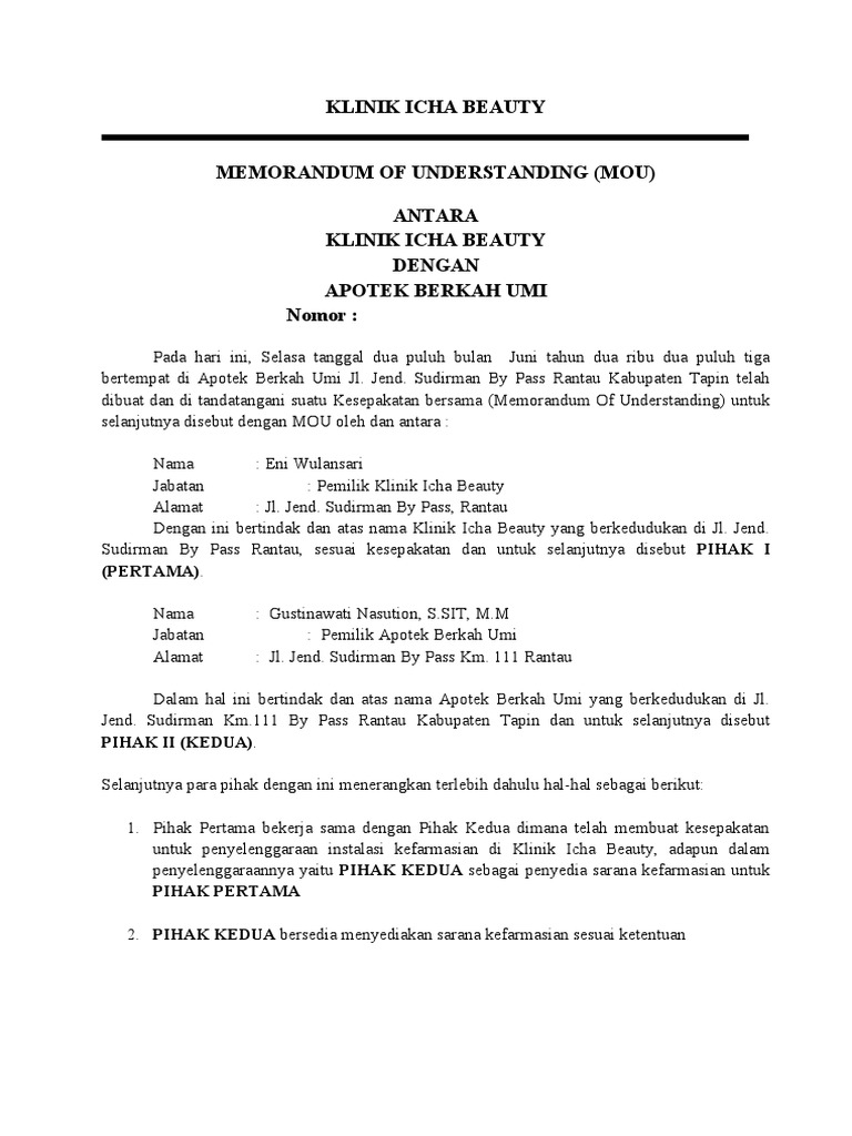 Mou Klinik Icha | PDF