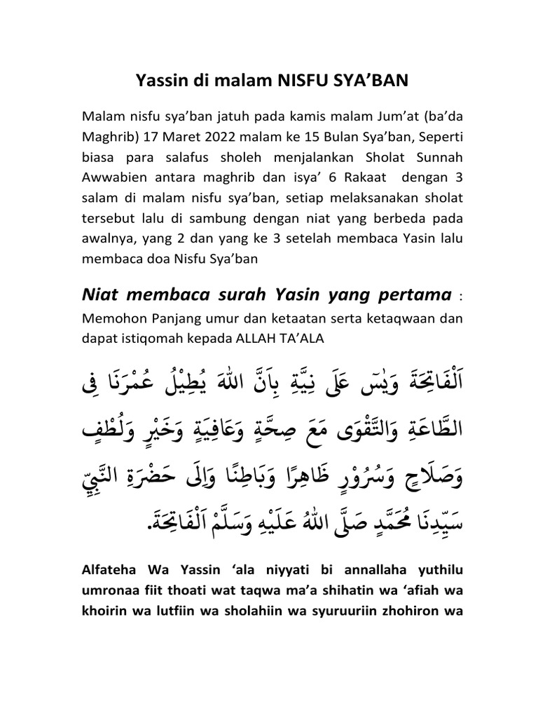 Yassin Di Malam NISFU SYABAN | PDF