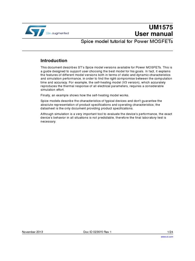 Spice Model Guide for Power MOSFETs | PDF | Spice | Electrical Engineering