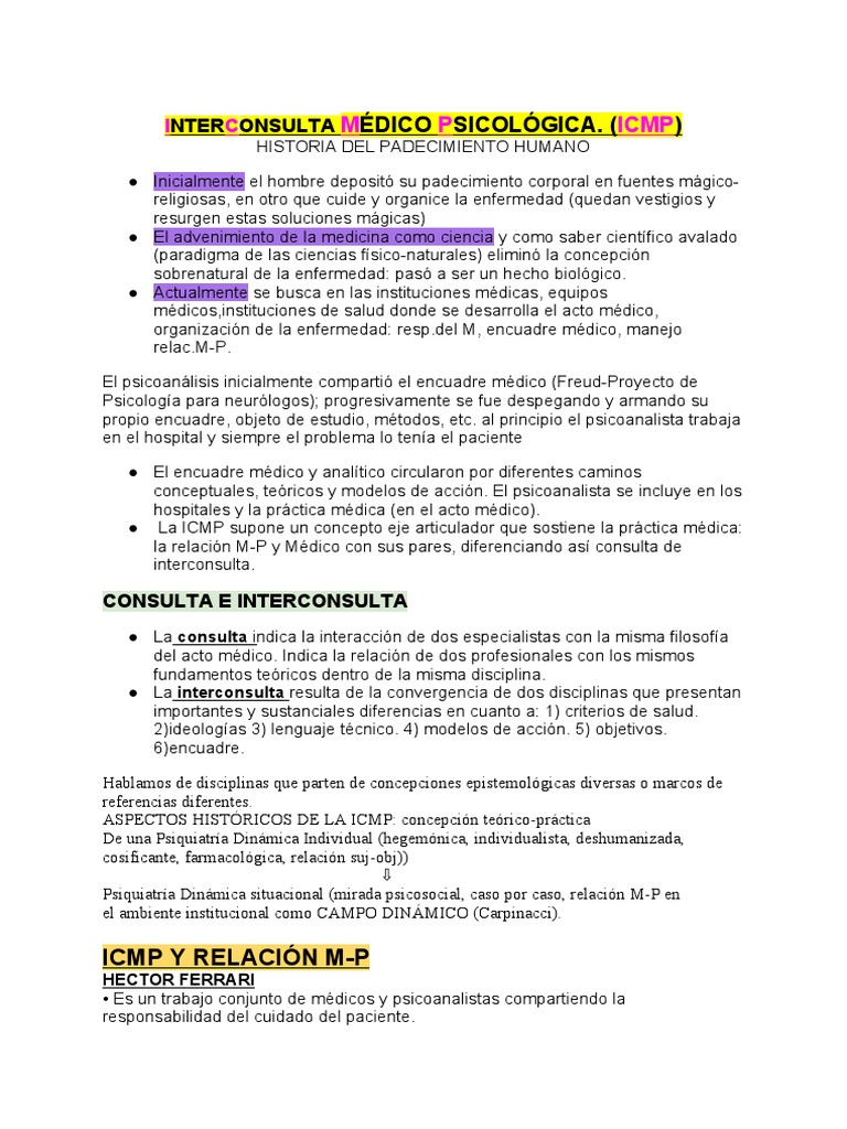 Interconsulta Psicológica: Definición y Proceso | PDF | Psicoanálisis ...