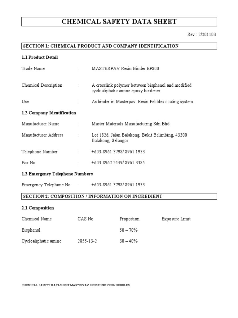 CSDS Resin Binder - Ep800 | PDF