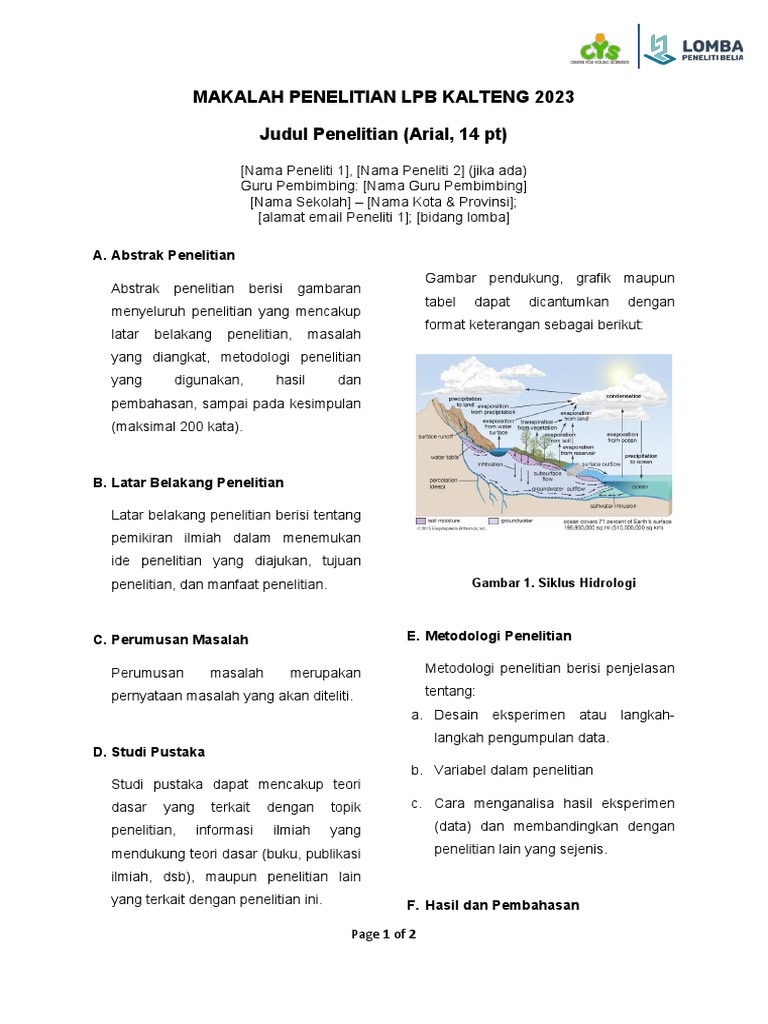 LPB KALTENG 2023 - Format - Makalah Penelitian | PDF