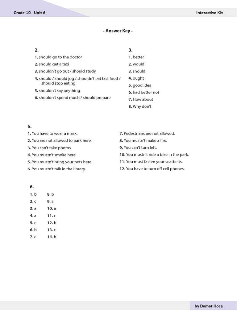 10 6 Answer Key Pdf
