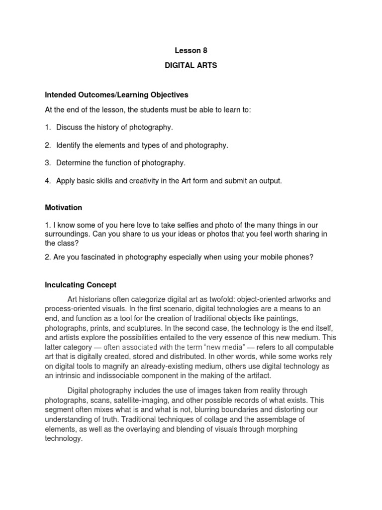 Lesson 8 Digital Art | PDF