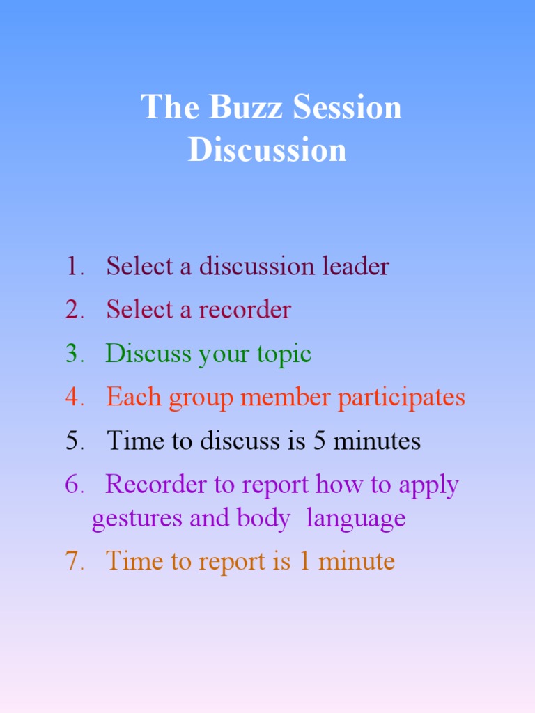 Buzz Session: Interactive Discussion Guide | PDF | Human Communication ...