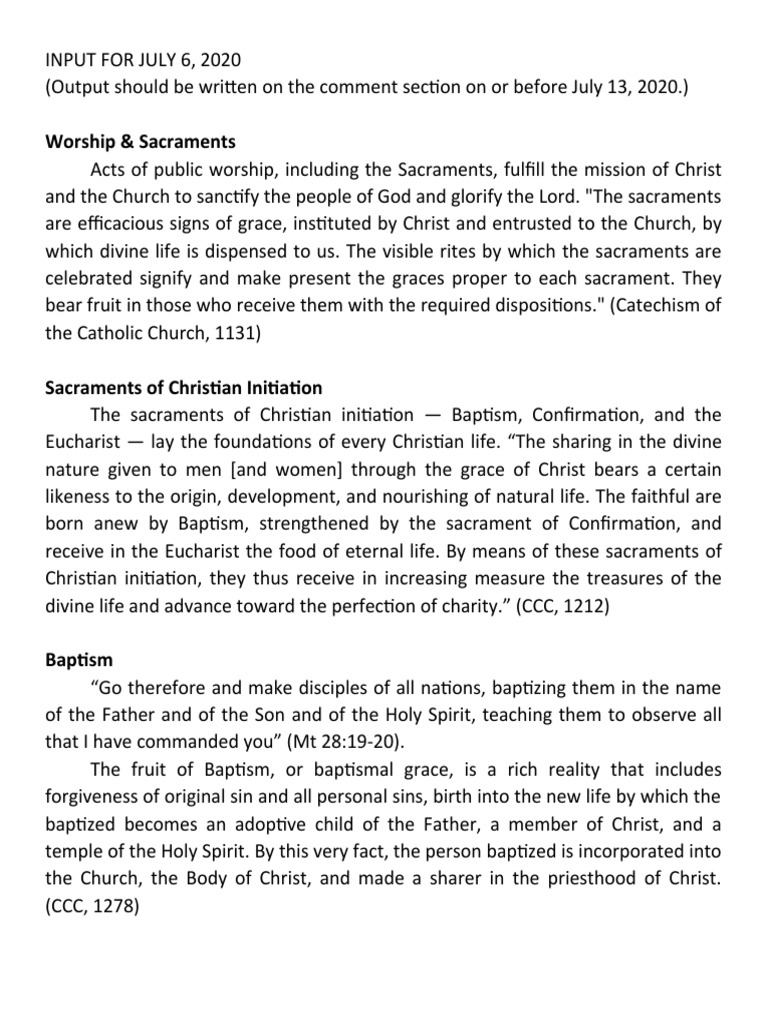 Sacraments of Christian Initiation | PDF | Eucharist | Sacraments