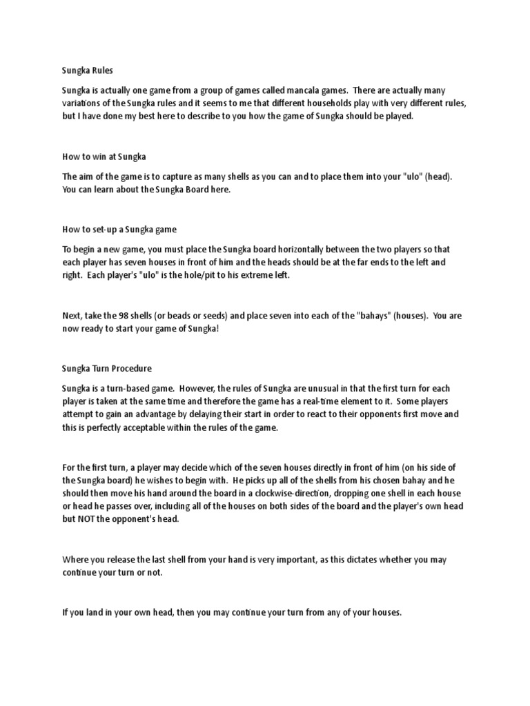 Sungka Rules | PDF