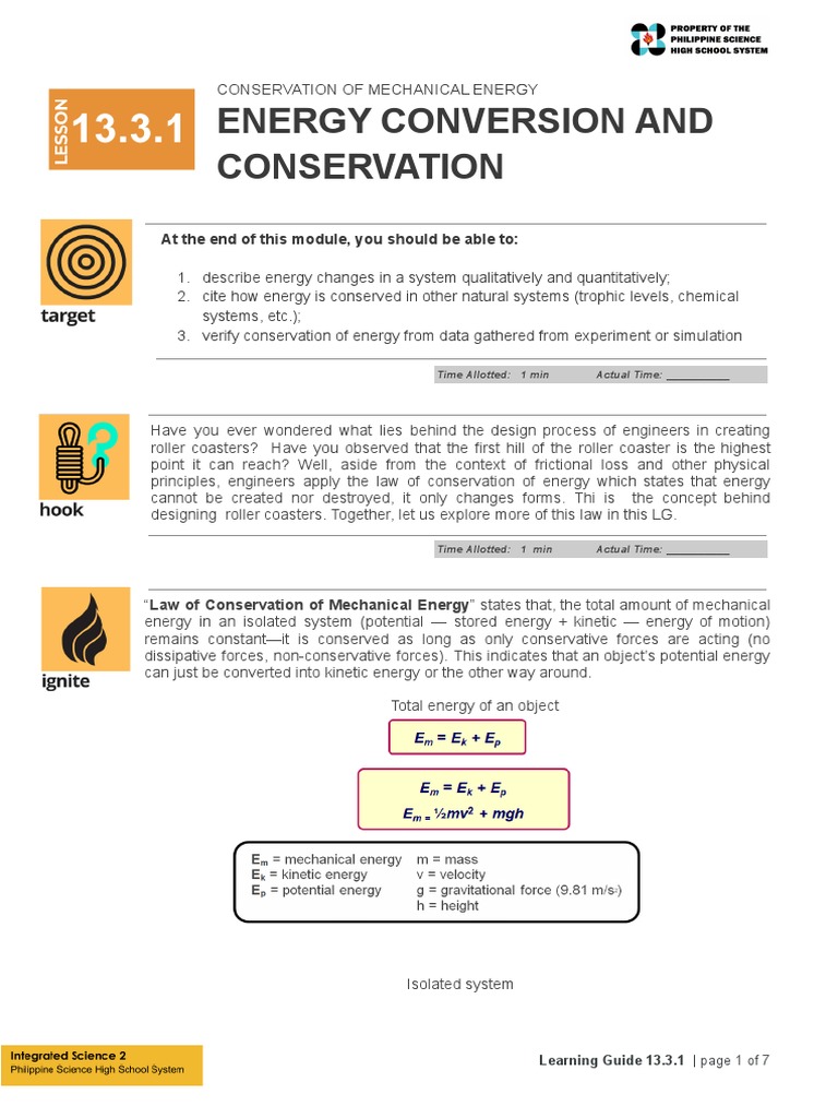SLG 13.3.1 Energy Conversion and Conservation | PDF SLG 13.3.1 Energy Conversion and Conservation | PDF