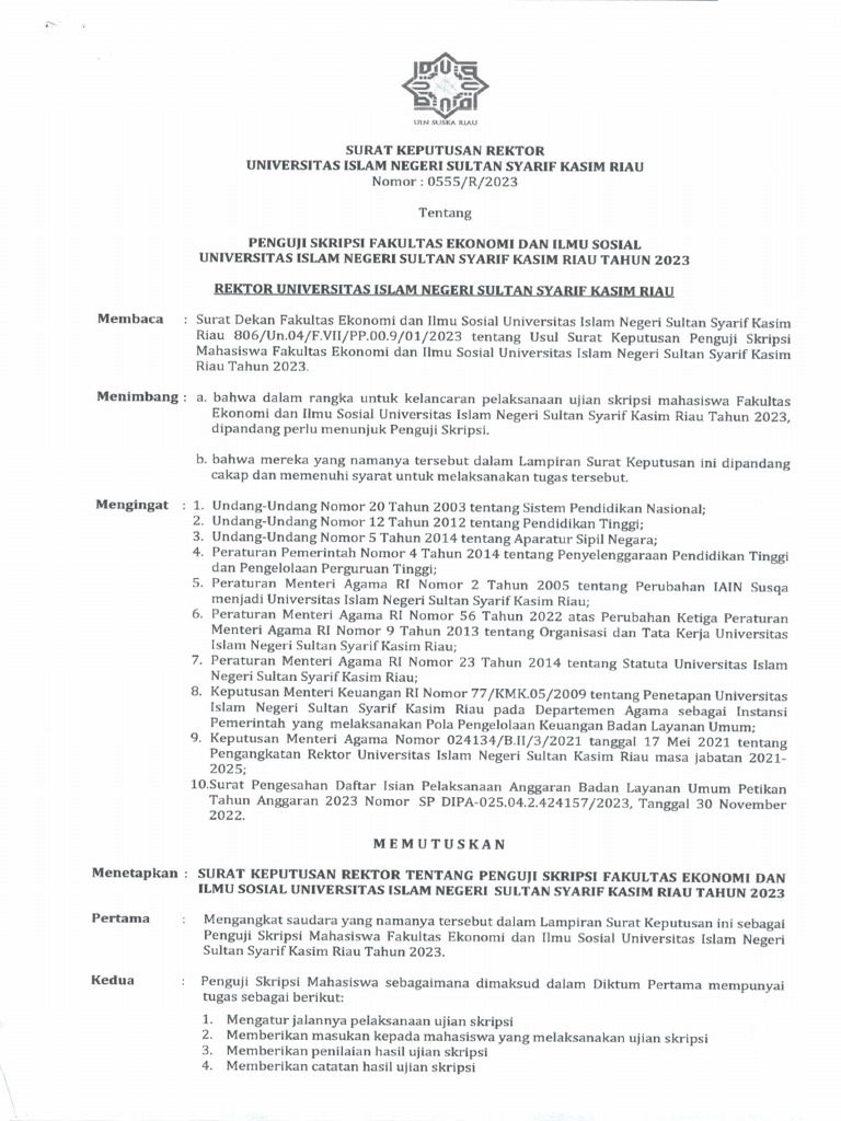 35 SK Penguji Skripsi Feis 2023 | PDF
