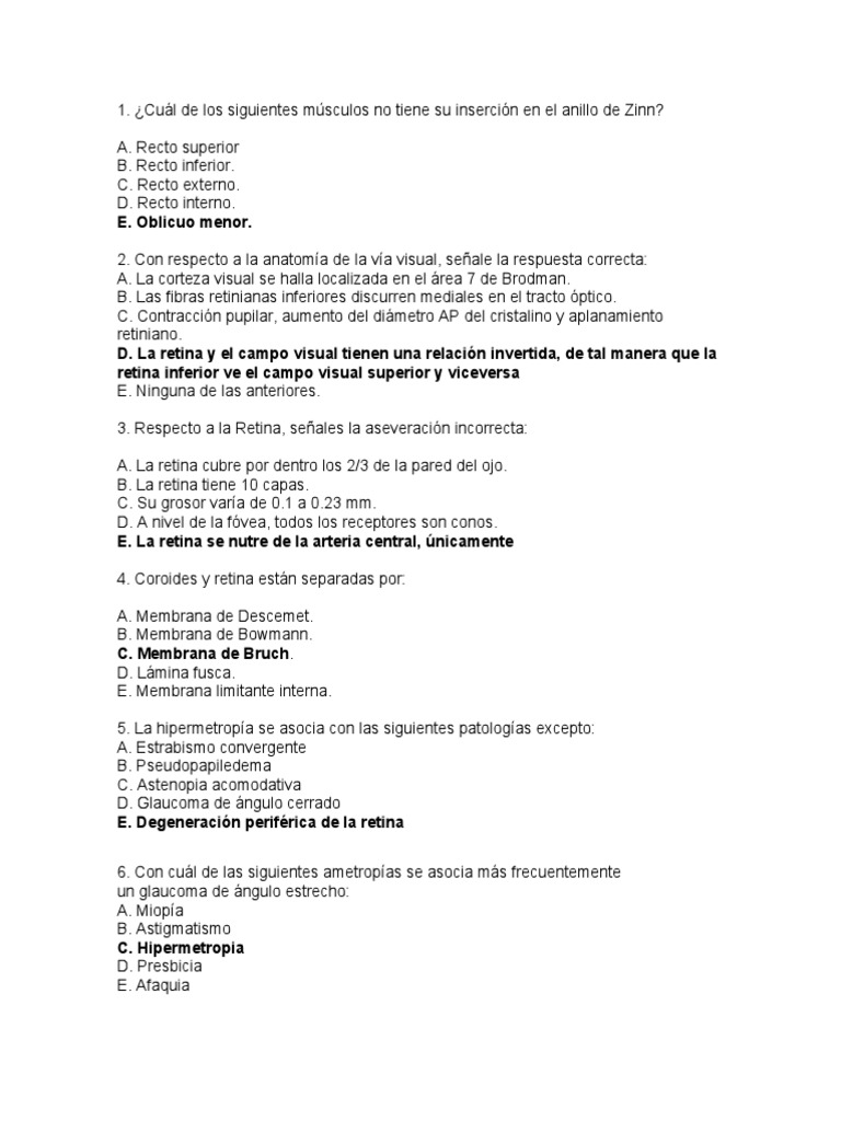 200 Preguntas Oftalmologia | PDF | Ojo humano | Glaucoma