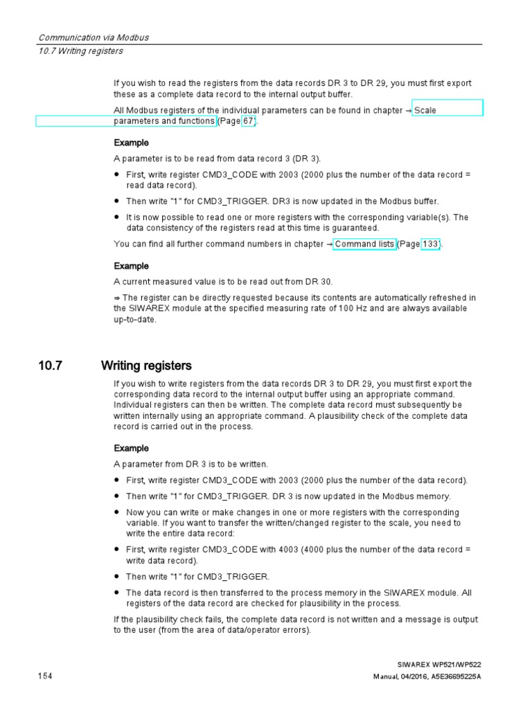 Manual SIWAREX WP521 WP522 en - PDF Page 154 | PDF | Parameter (Computer Programming) | Data