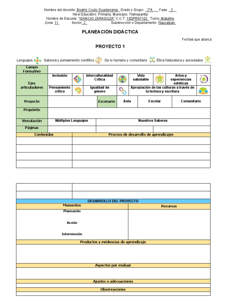 Formato Ilustrado de Planeación Didáctica Horizontal | PDF