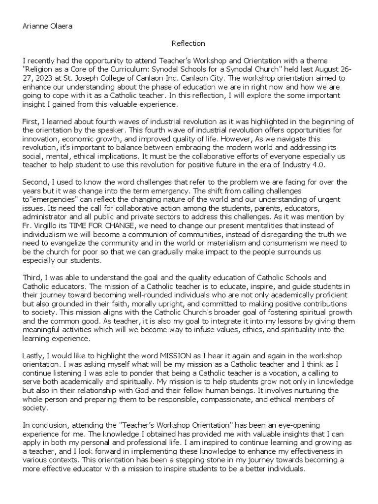 Reflection | PDF | Teachers | Knowledge