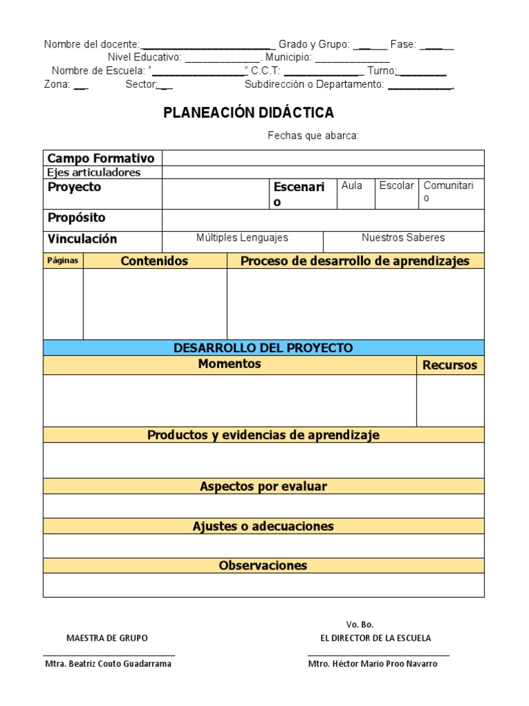 Formato de Planeación Didáctica Por Proyectos Vertical 2023-2024 | PDF