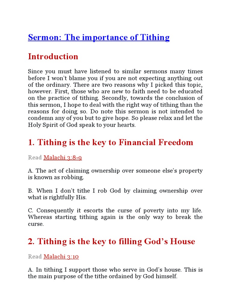 Tithing | PDF | Tithe | Book Of Malachi