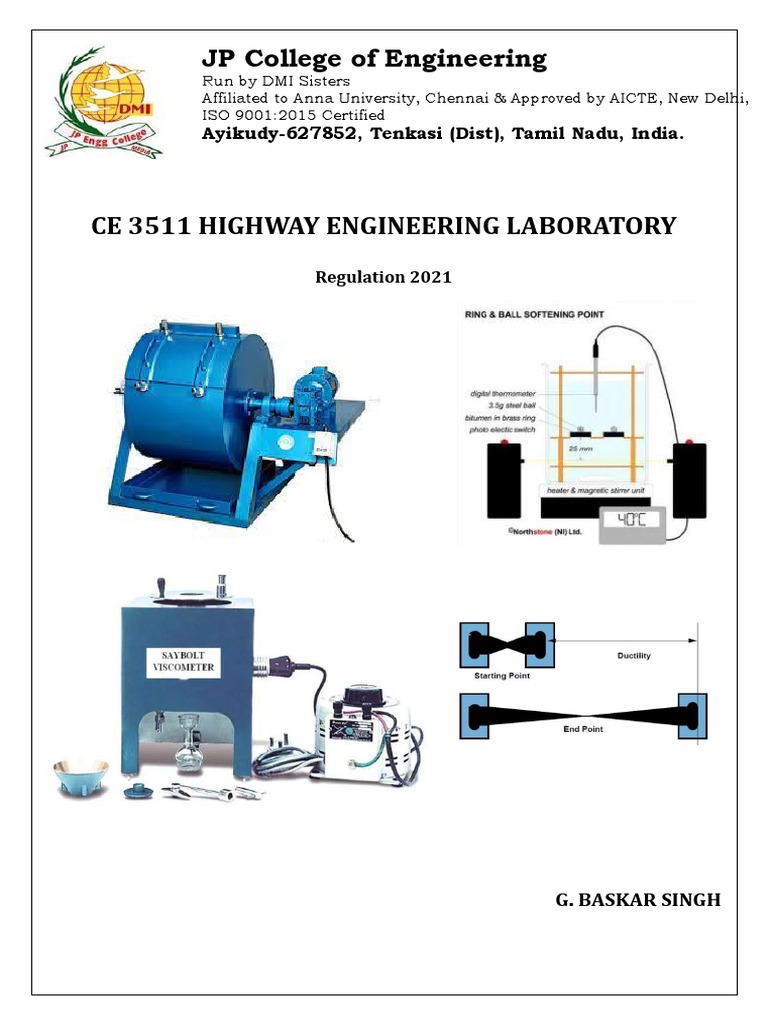 Ce3511 Highway Engineering Lab Manual 2021 | PDF | Engineering | Civil ...