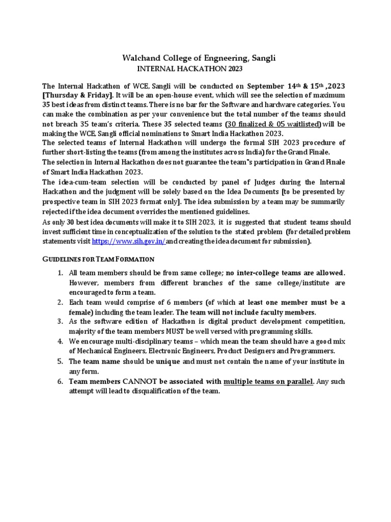 Guidelines For Internal SIH-1 | Download Free PDF | Microsoft Power Point | Computing