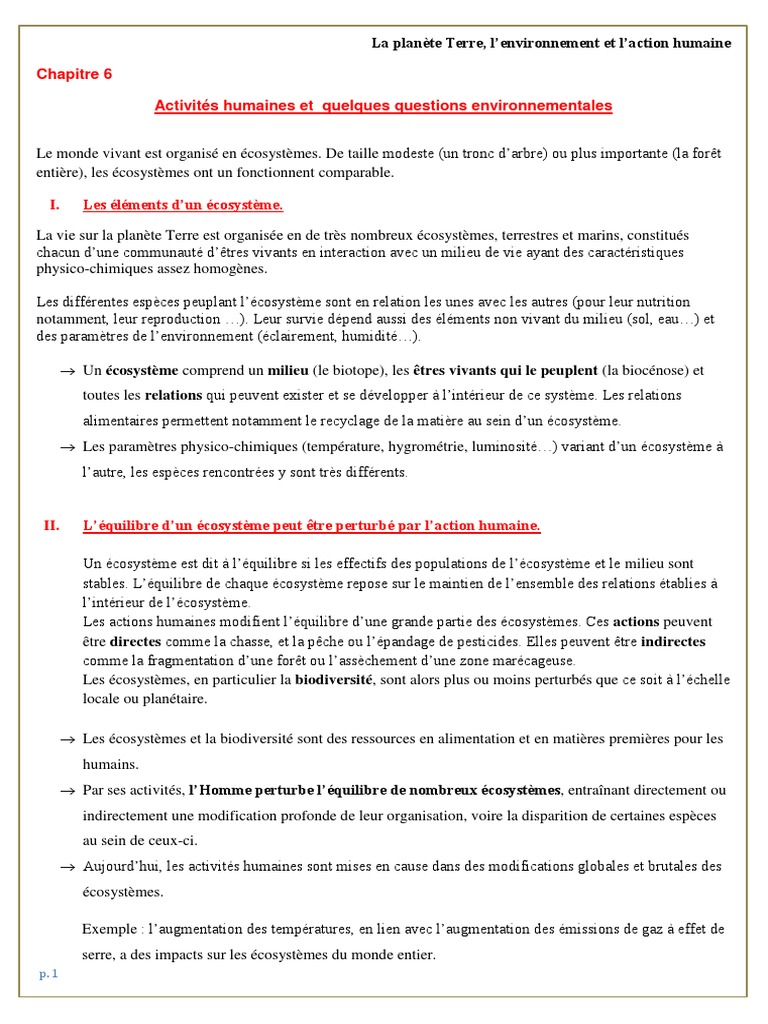 Impact des activités humaines sur l'environnement | PDF | Biodiversité ...
