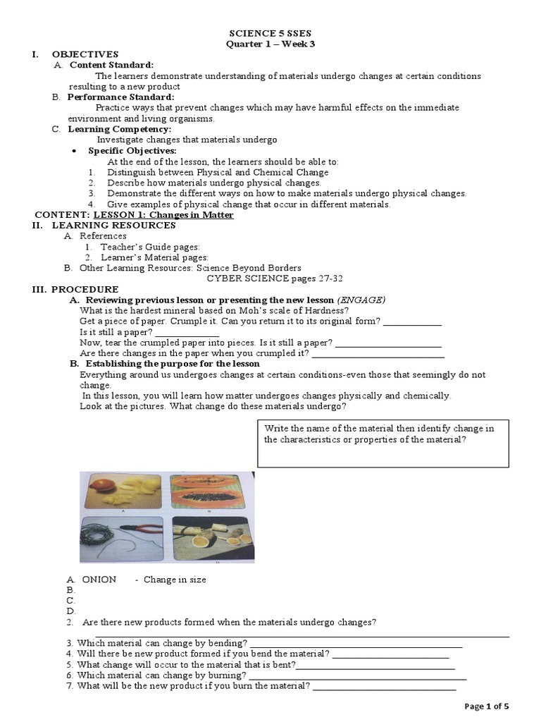 Science 5 DLP w3 Sses Full Version | PDF | Combustion | Learning