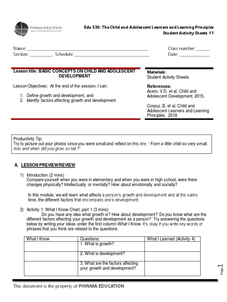 EDU530 - The Child and Adolescent Learners and Learning Principles | PDF