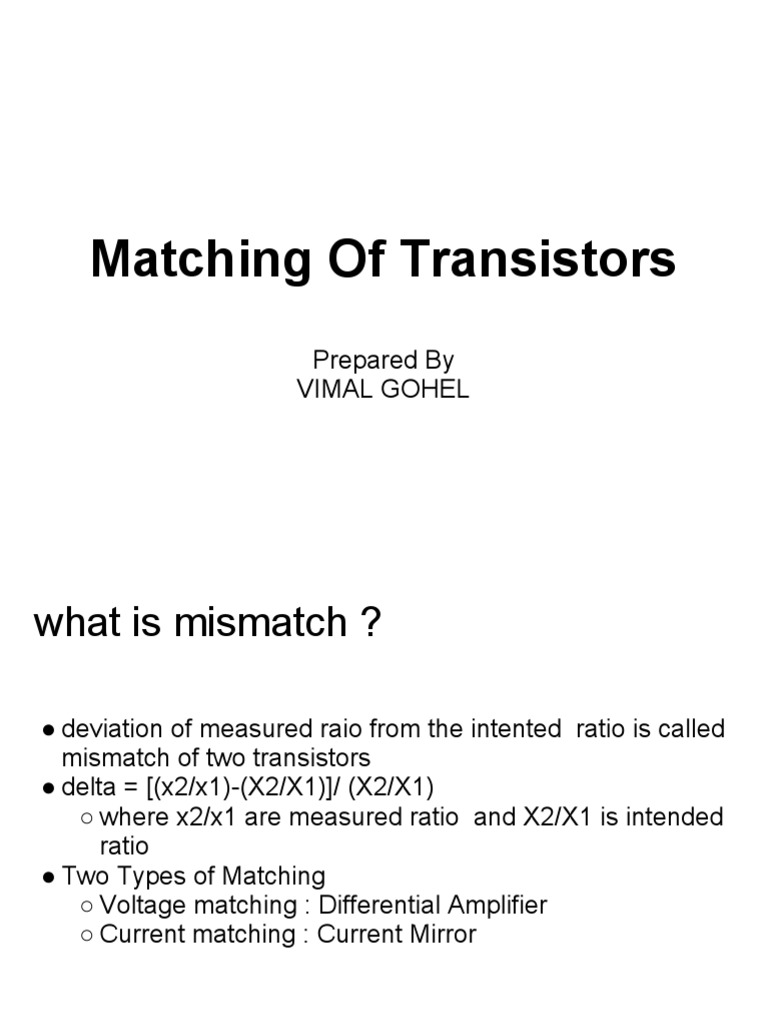 Matching of Transistors | PDF