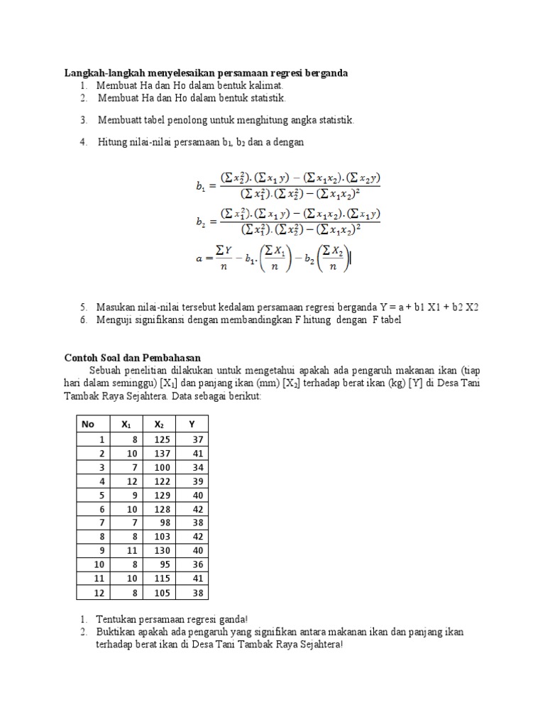 Analisis Regresi Linear Berganda Secara Manual-1 | PDF