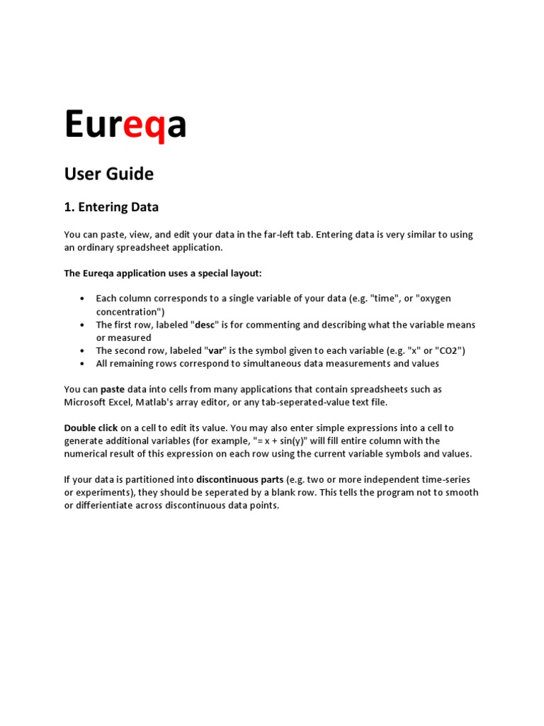 Eureqa User Guide | Download Free PDF | Spreadsheet | Areas Of Computer ...