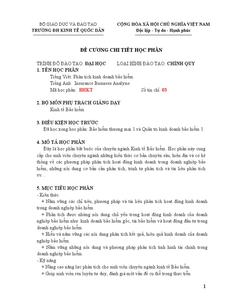 De Cuong Hoc Phan Phan Tich KDBH | PDF