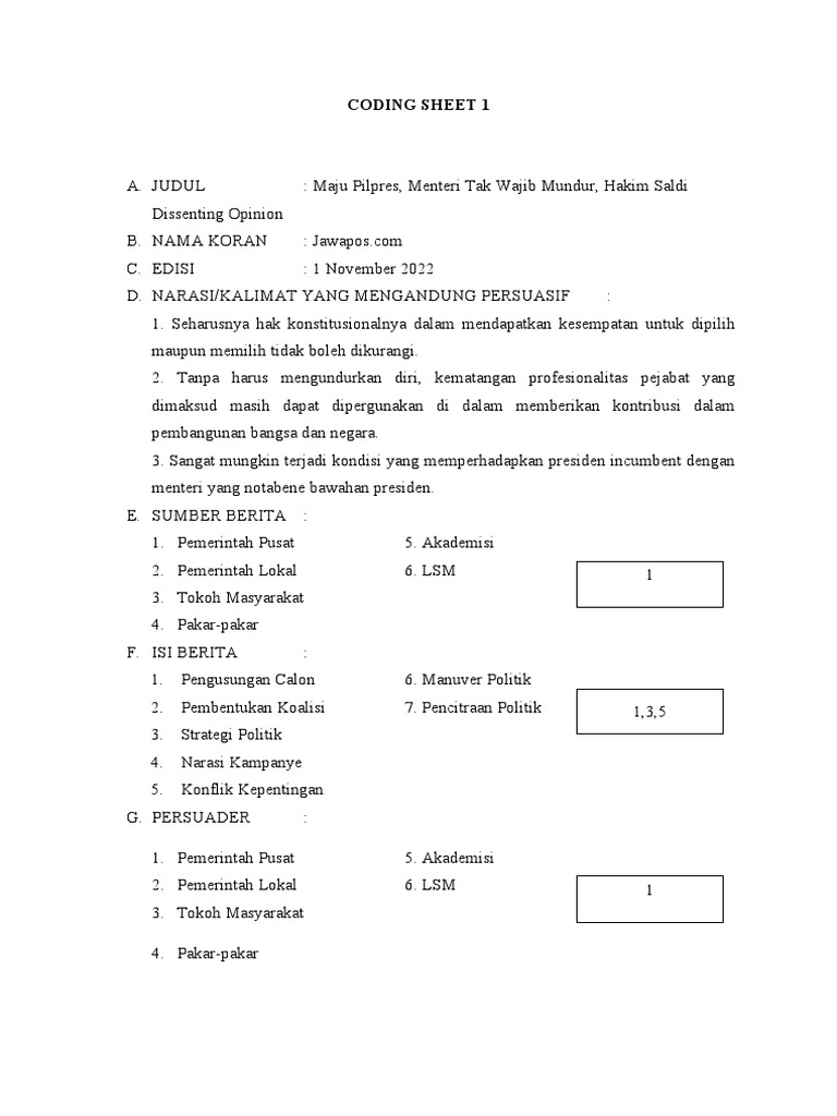 Coding Sheet 1 | PDF