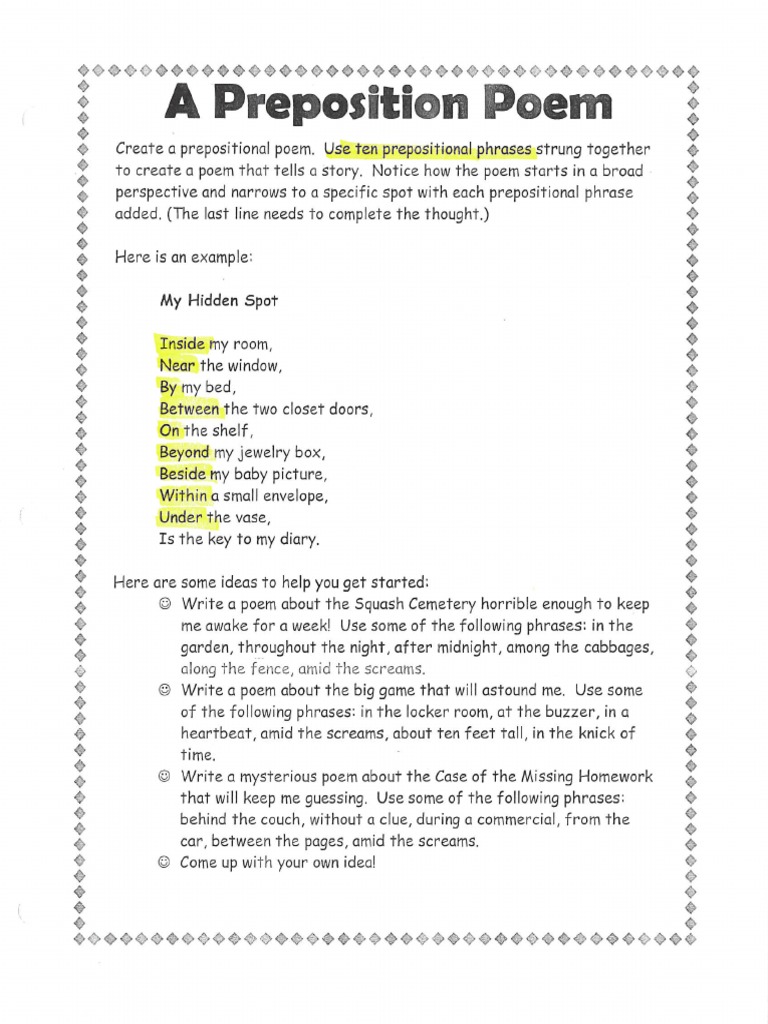 Preposition Poem | PDF