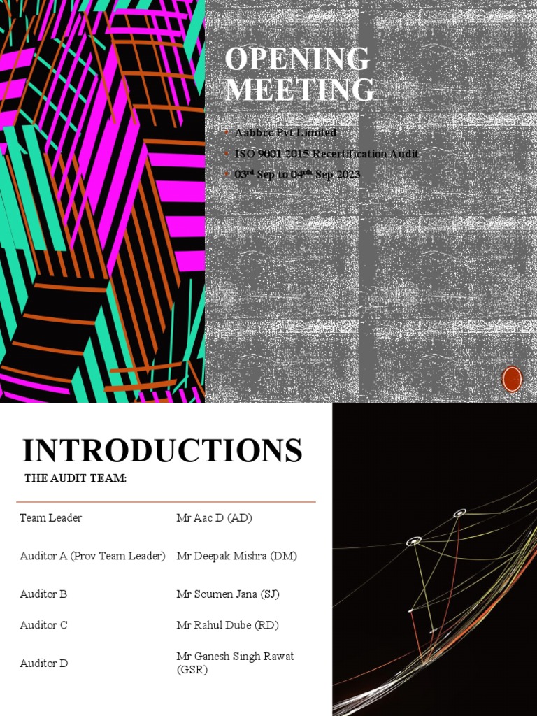 Opening Meeting Presentation | PDF | Audit | Iso 9000
