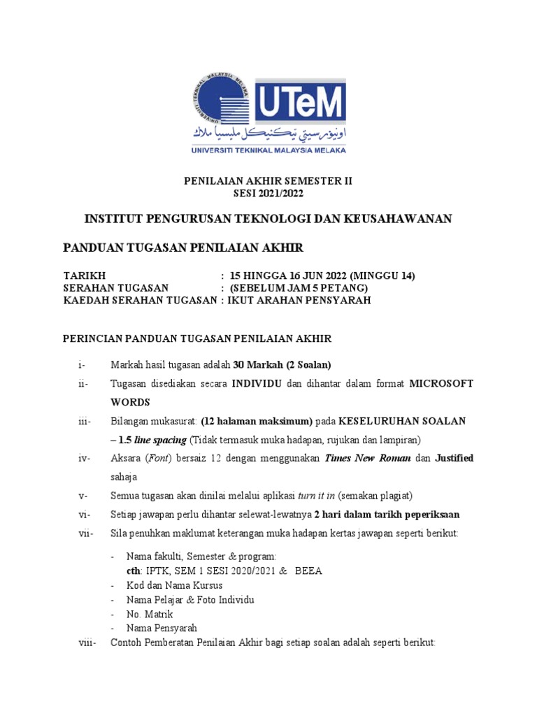 PEP Format Penilaian Akhir | PDF
