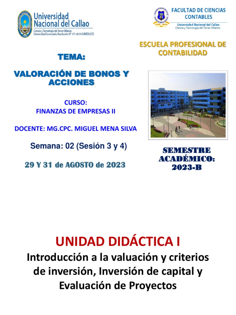 B - Semana 02a 2023b Sesión 1 y 2 Métodos de Valoración de Bonos y Acciones-mms-Alumnos | PDF ...