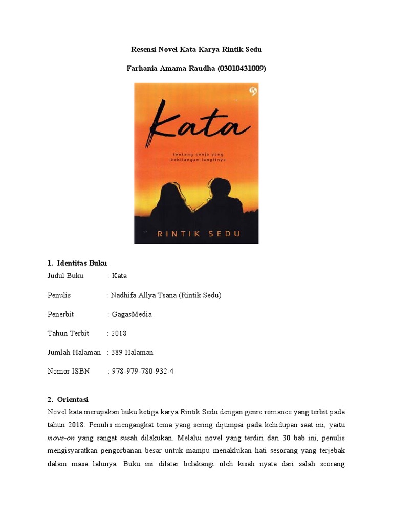 Resensi Novel Kata Karya Rintik Sedu | PDF