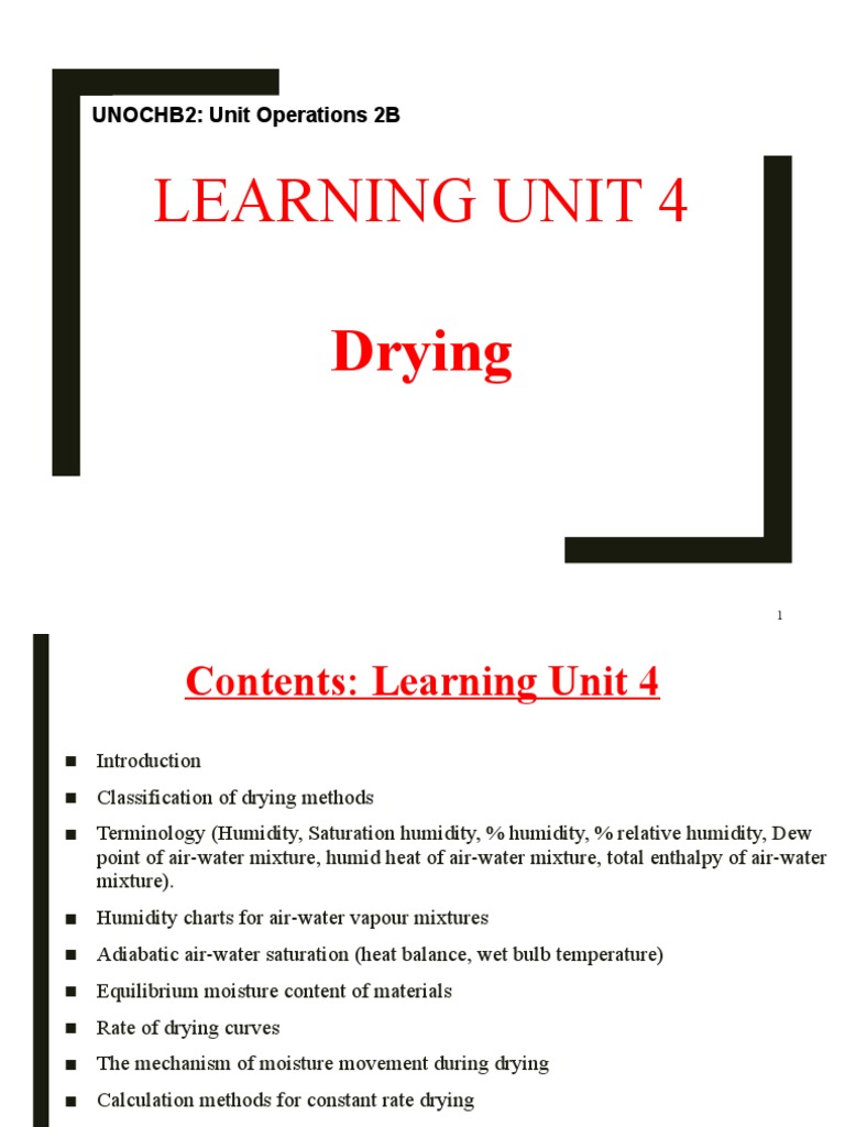 UNOCHB2 - Learning Unit 5 Drying 2022 No Voice | PDF | Humidity | Evaporation