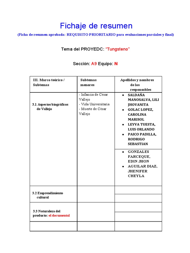 Ficha de Resumen 2 Ciclo | PDF