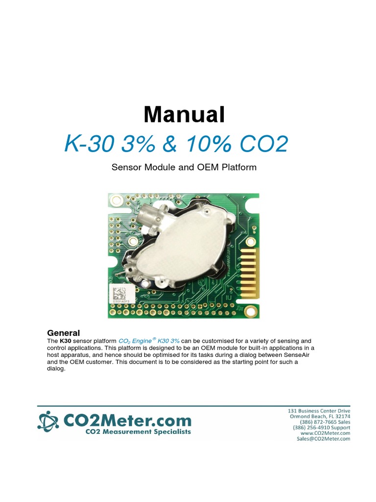 Manual K30 CO2 Sensor | PDF | Electrical Connector | Sensor