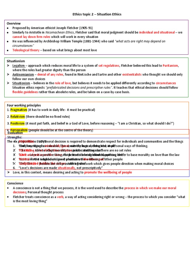Ethics Topic 2 - Situation Ethics | PDF | Applied Philosophy ...
