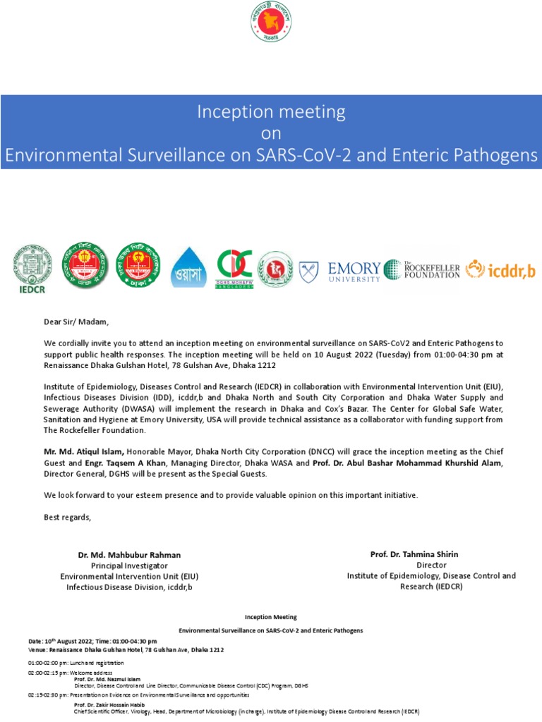 Draft Invitation Letter - Inception Meeting - 10 Aug 2022 | PDF ...