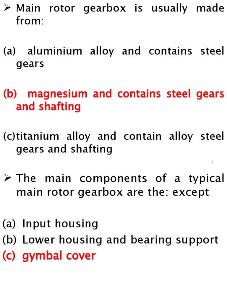 Helicopter Transmission MCQ | PDF | Gear | Vehicle Technology