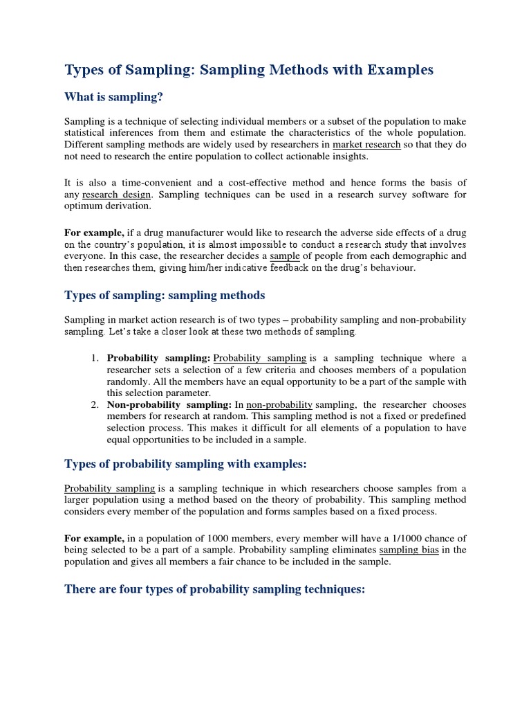 Types of Sampling | PDF | Sampling (Statistics) | Survey Methodology Types of Sampling | PDF | Sampling (Statistics) | Survey Methodology